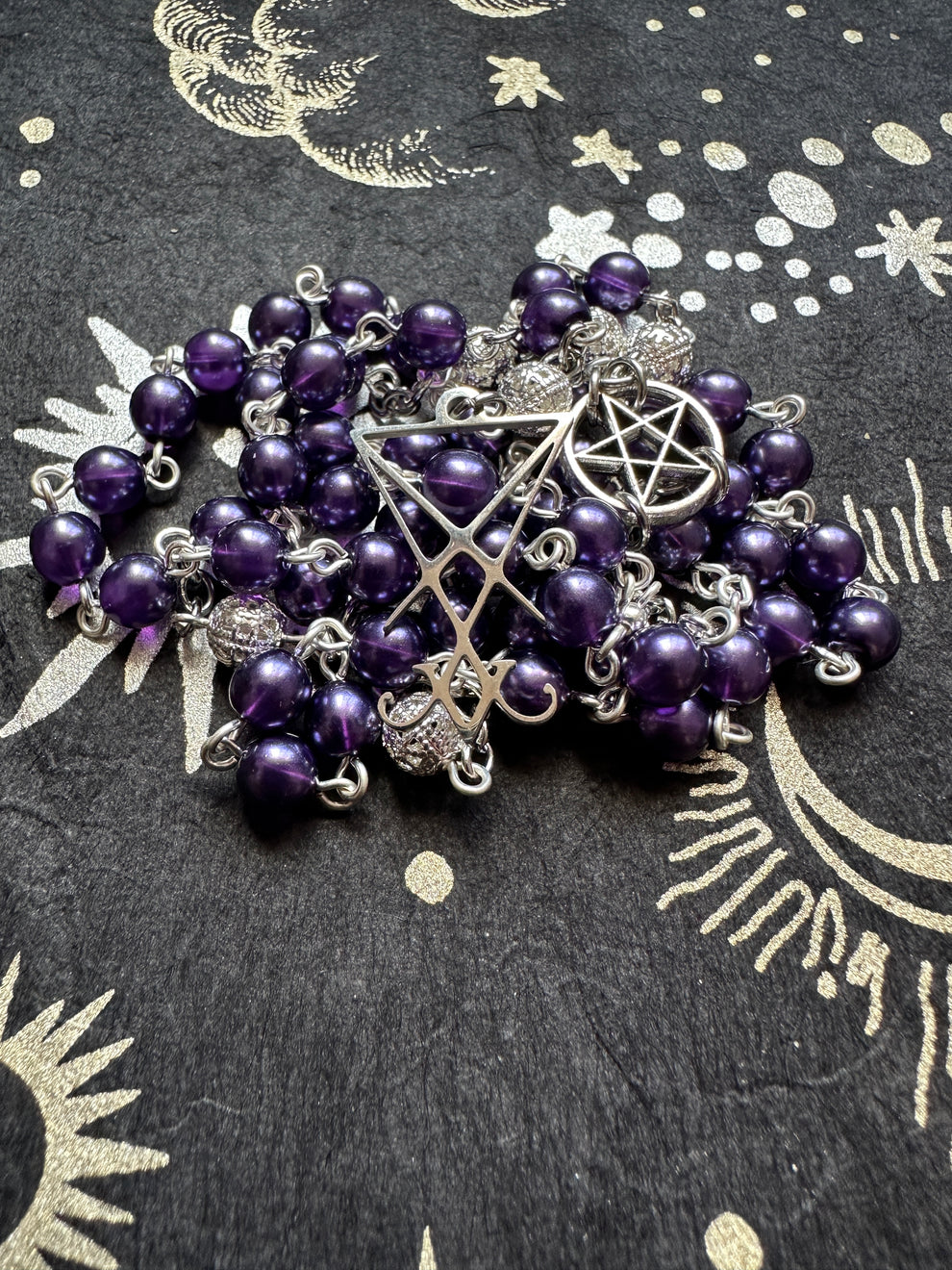 Purple Lucifer sigil rosary – Unholy Rosaries